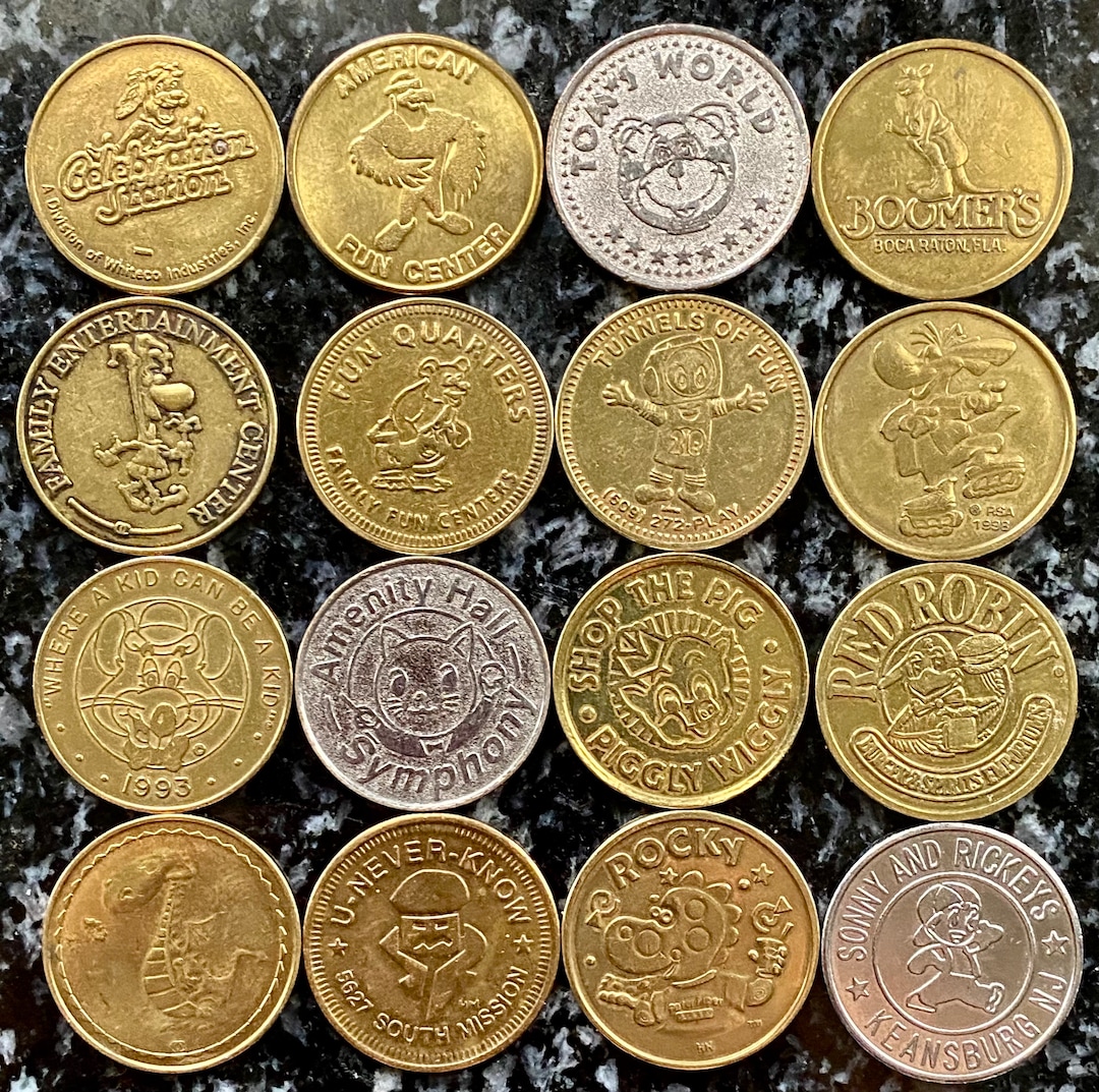 A Collection of 16 Vintage Quarter Size Animated Character Arcade ...