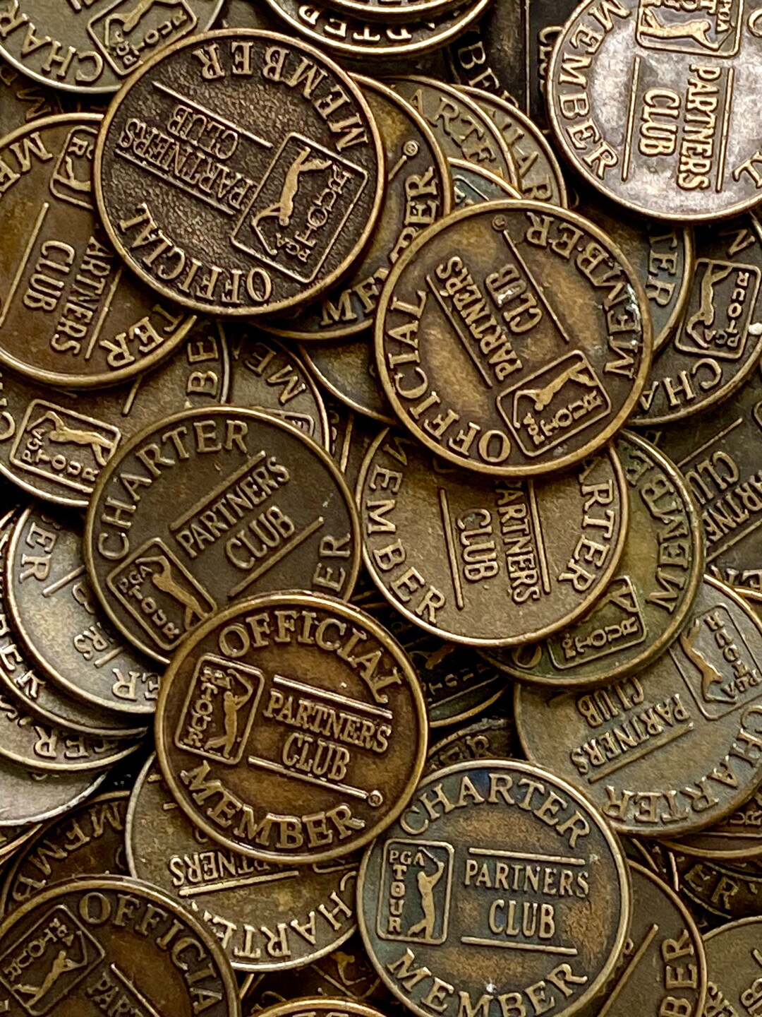 Lot of 50 PGA Tour Partners Golfing Tokens Golf Ball Markers Bronze ...
