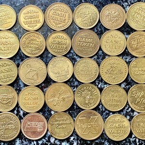 Collection of 30 Vintage Bowling Alley Arcade Game Amusement Tokens ...