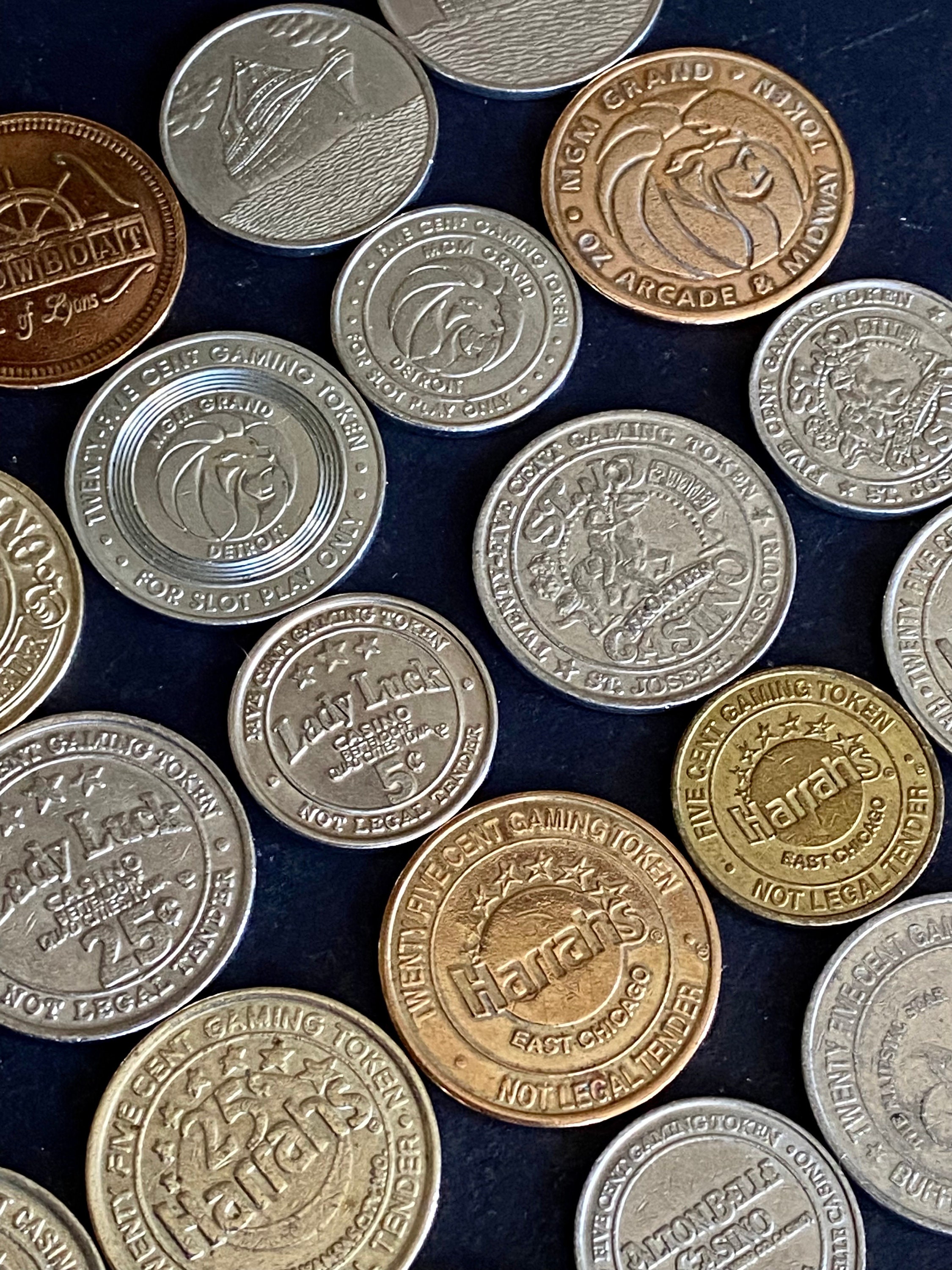 A Collection of 42 Pairs of Vintage 5 & 25 Cent Casino/slot Machine ...