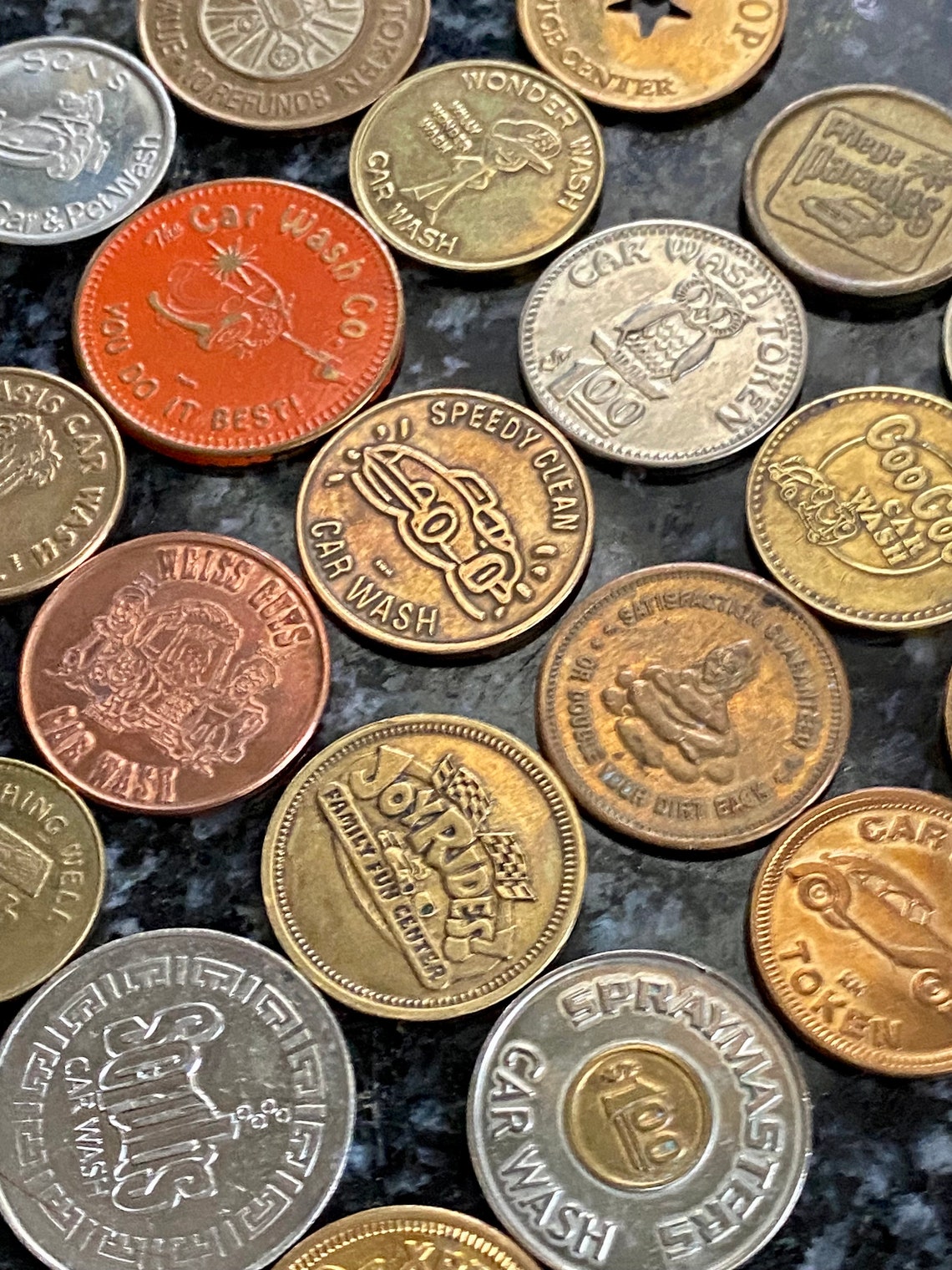 A Nice Collection of 25 Different Vintage Car Wash Tokens Exonumia Car ...