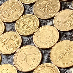 Collection of 30 Vintage Bowling Alley Arcade Game Amusement Tokens ...