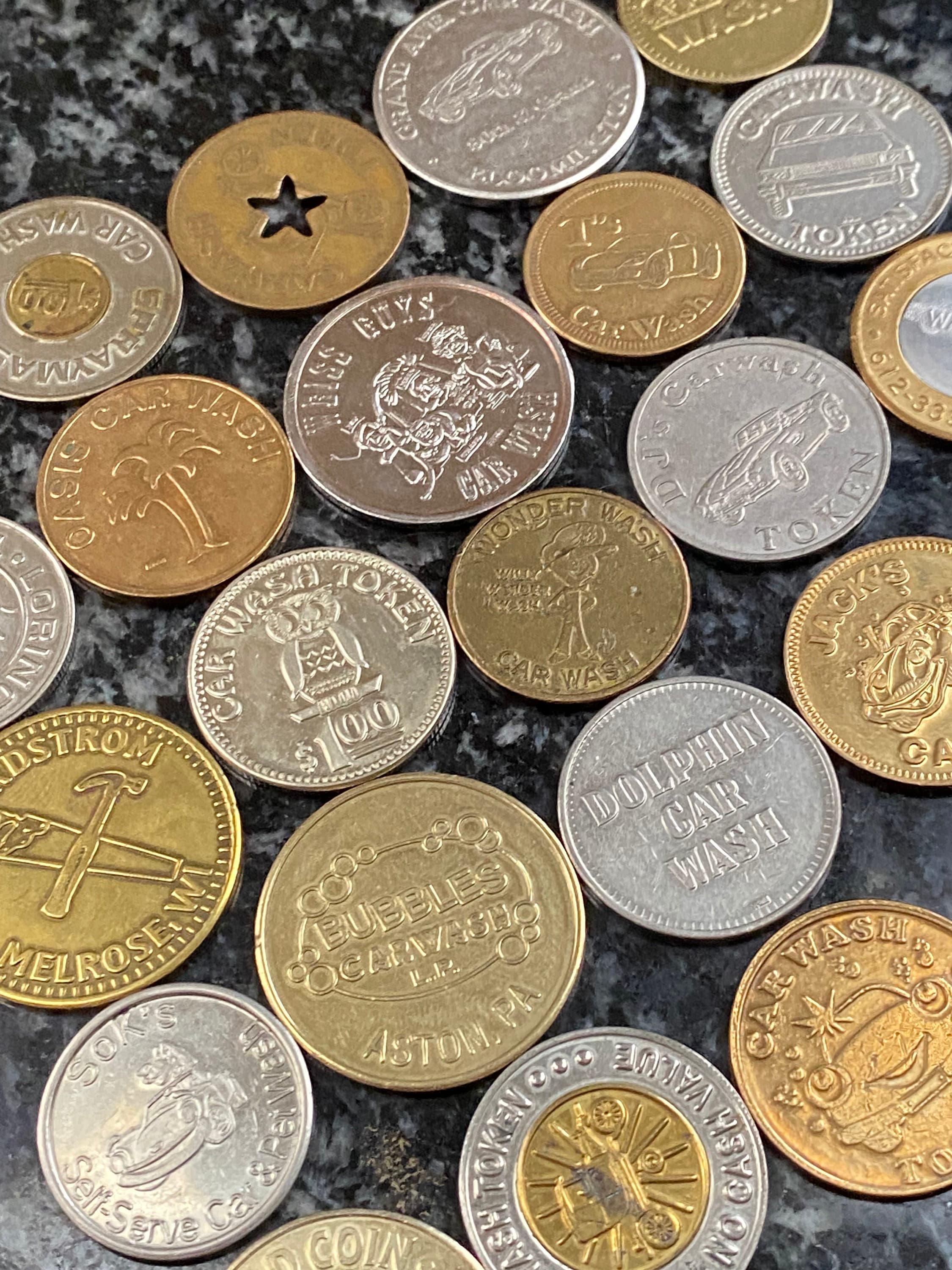 A Nice Collection of 25 Different Vintage Car Wash Tokens Exonumia Car ...