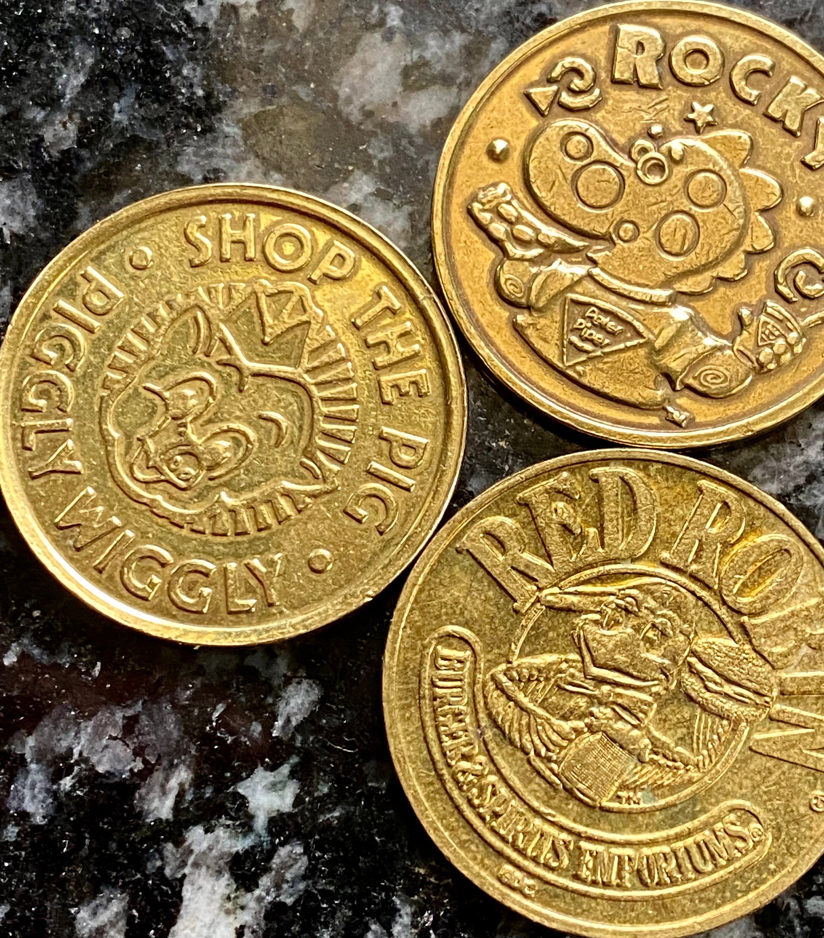 A Fun Set of 3 Vintage 1980s Arcade Tokens With Animated Mascots ...