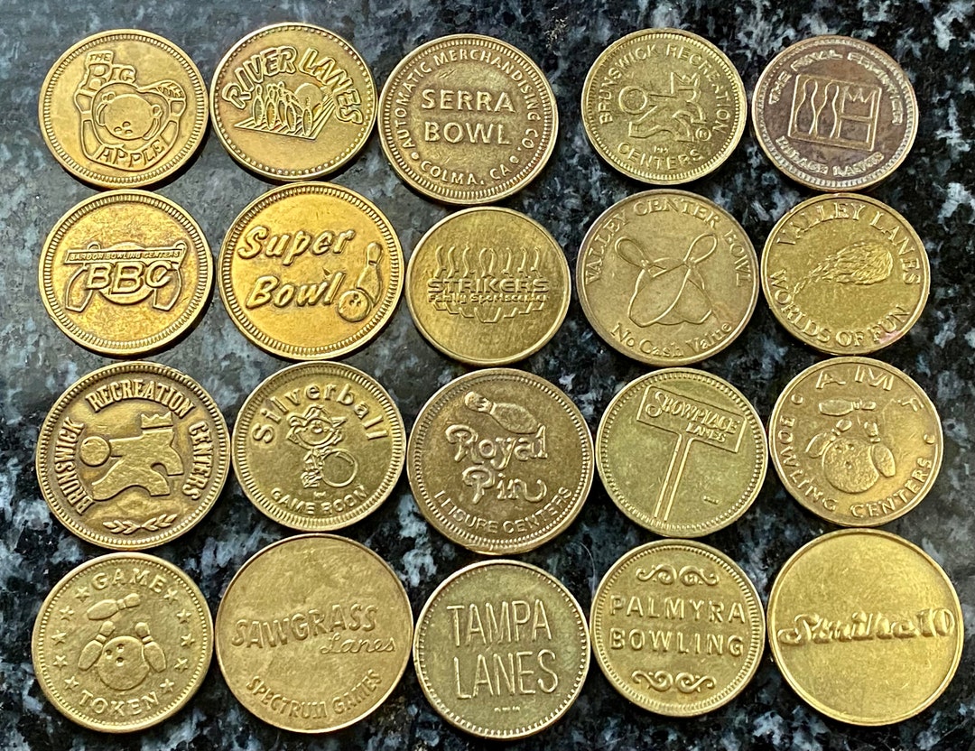 Collection of 20 Vintage Bowling Alley Arcade Game Amusement Tokens ...