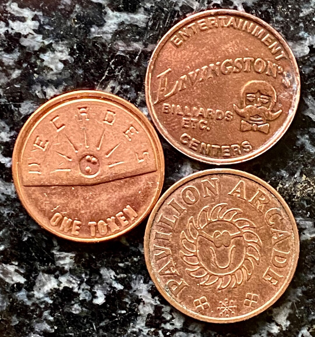 A Lot of 3 Vintage Copper Arcade Coins - Video Game/ Pinball Tokens ...