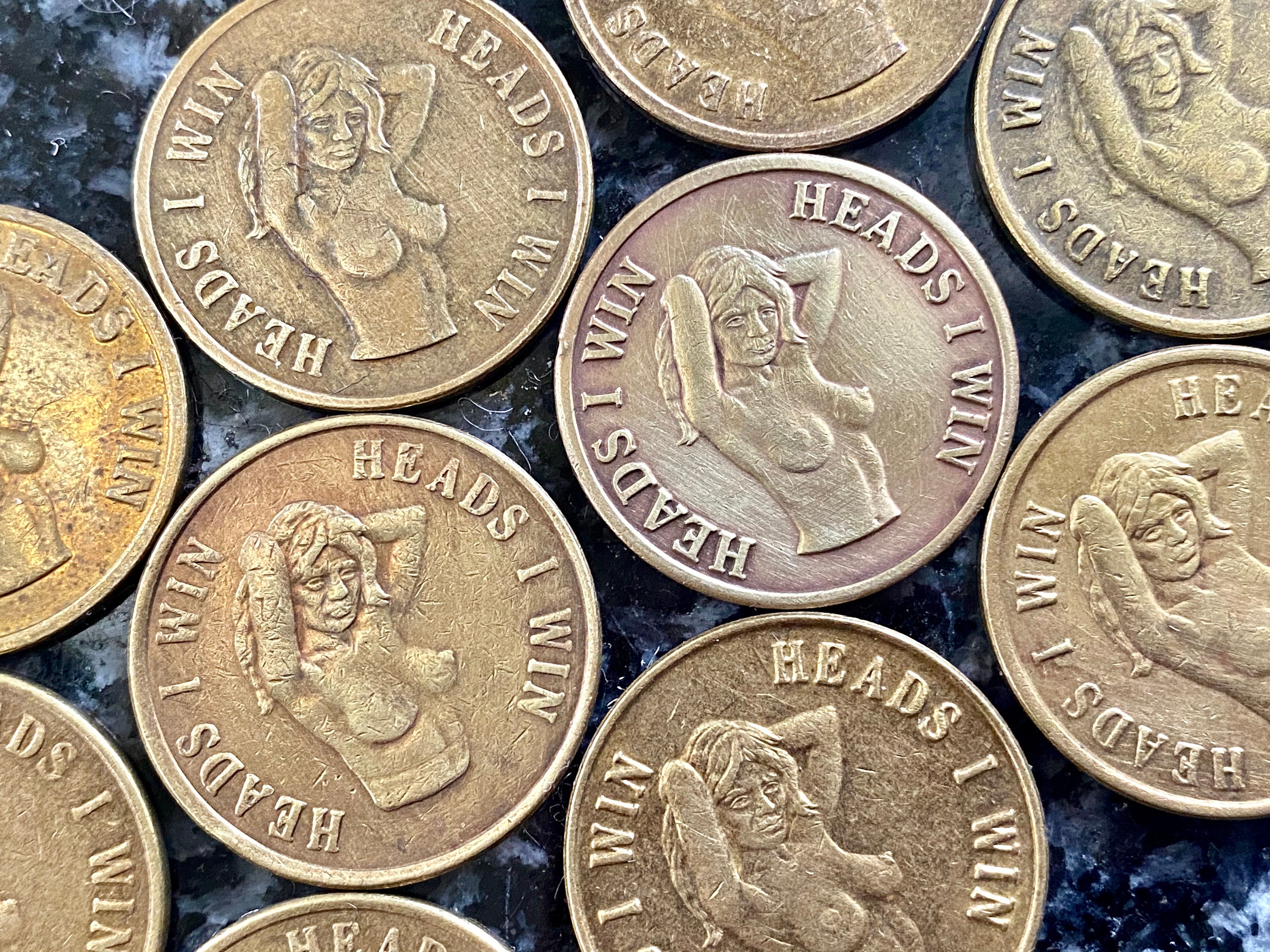 Lot of 10 Vintage heads I Win,tails You Lose Tokens Novelty Adult Coins ...