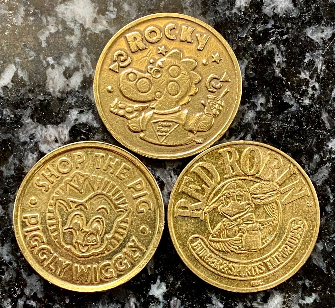 A Fun Set of 3 Vintage 1980s Arcade Tokens With Animated Mascots ...