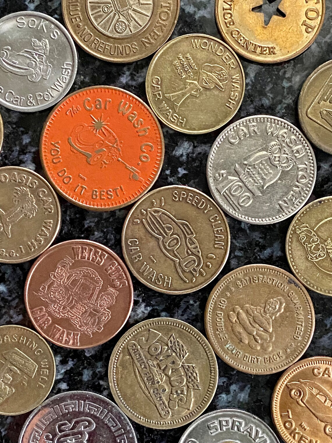A Nice Collection of 25 Different Vintage Car Wash Tokens Exonumia Car ...