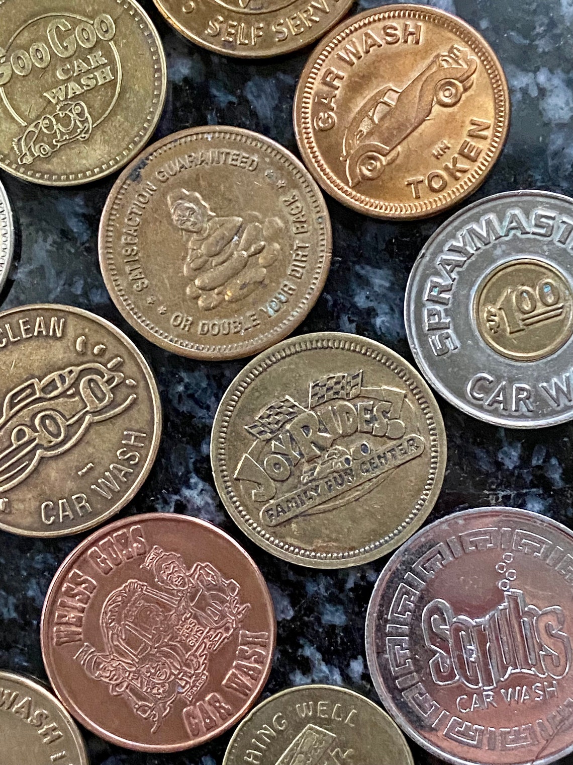 A Nice Collection of 25 Different Vintage Car Wash Tokens Exonumia Car ...
