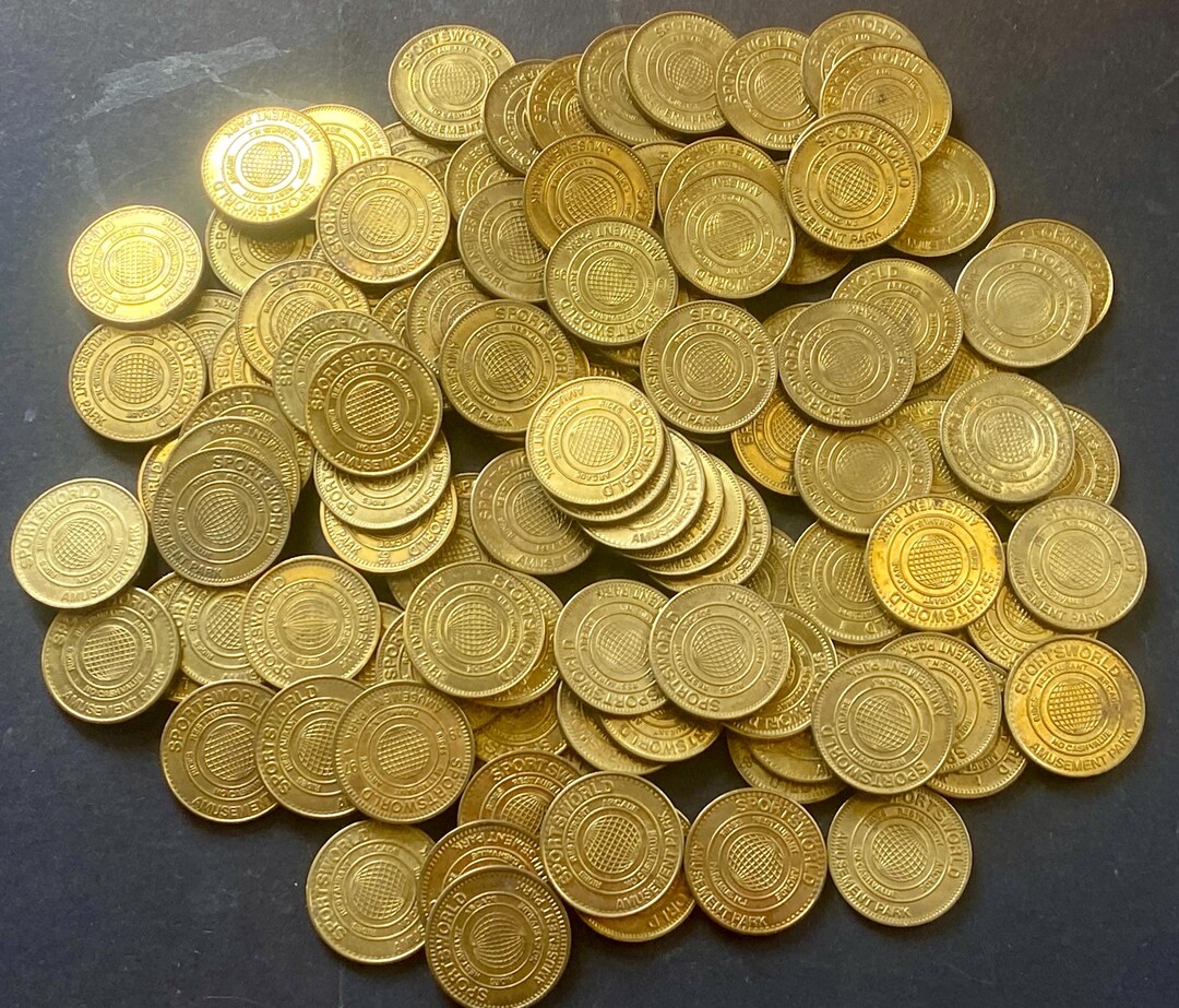 Bulk Lot of sports World Arcade Tokens Brass Video Game Amusement Coins ...