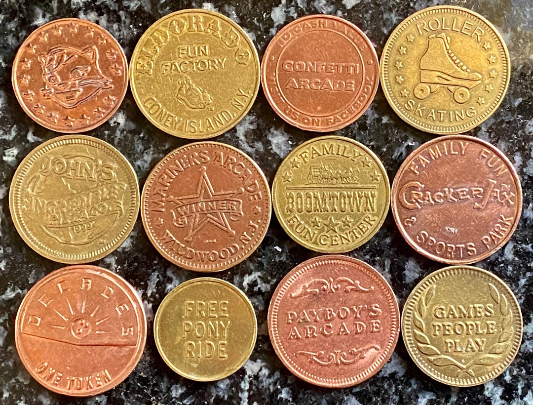 Vintage 12 Token Brass & Copper Arcade Game Coin Lot - Cracker Jack’s ...