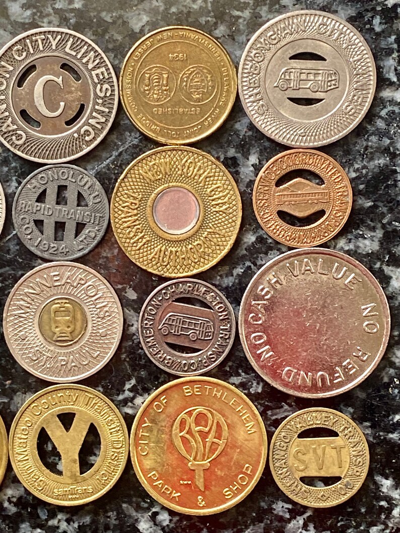 Collection of 20 Vintage Transportation Tokens Vintage - Etsy