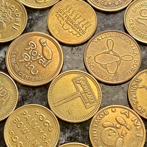 Collection of 30 Vintage Bowling Alley Arcade Game Amusement Tokens ...