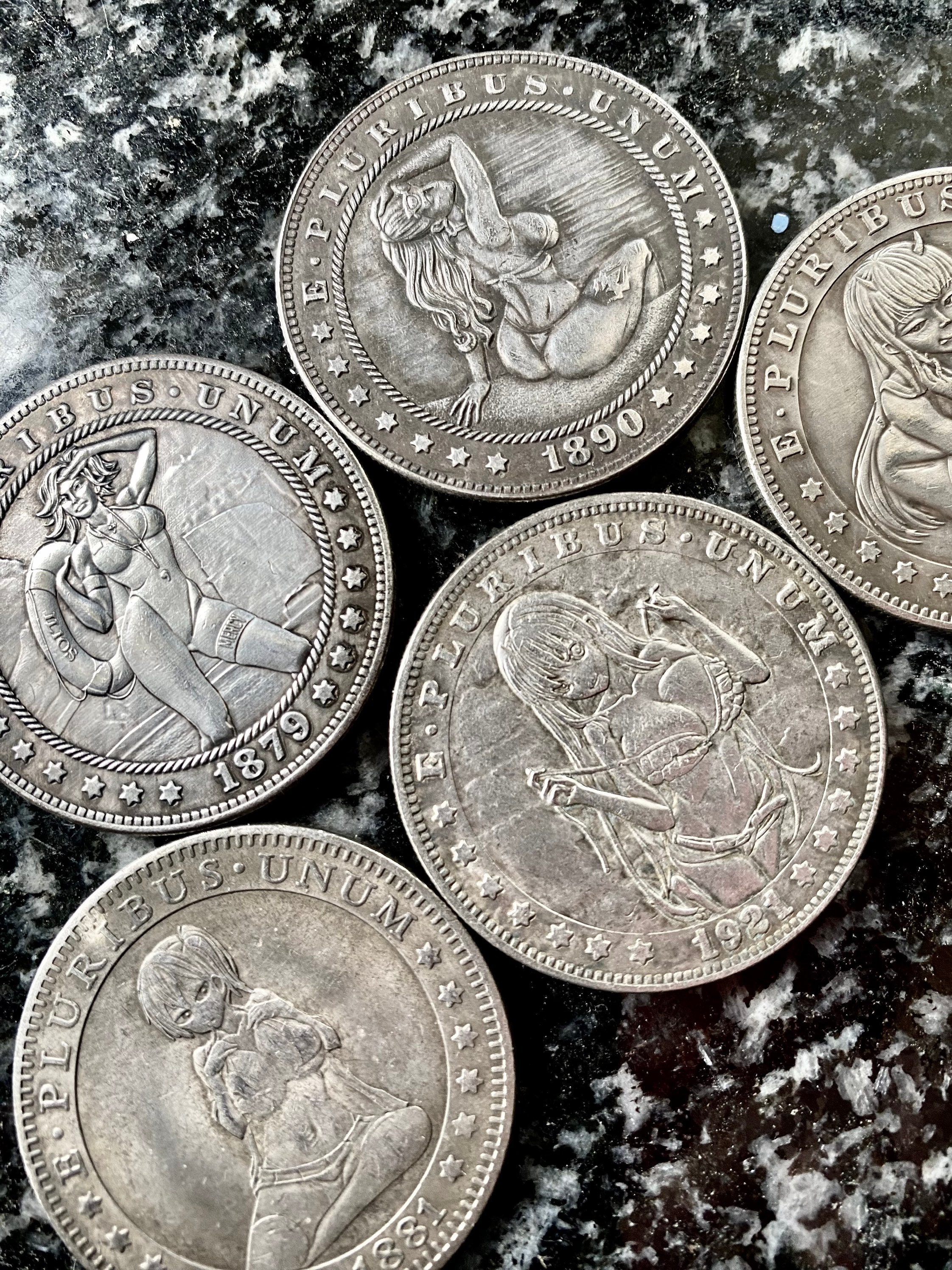 Set of 5 Sexy Girl Illustrated Art Hobo Coins USA Hobo Nickel 1881-1890 ...