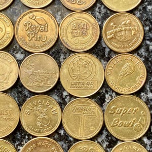 Collection of 30 Vintage Bowling Alley Arcade Game Amusement Tokens ...