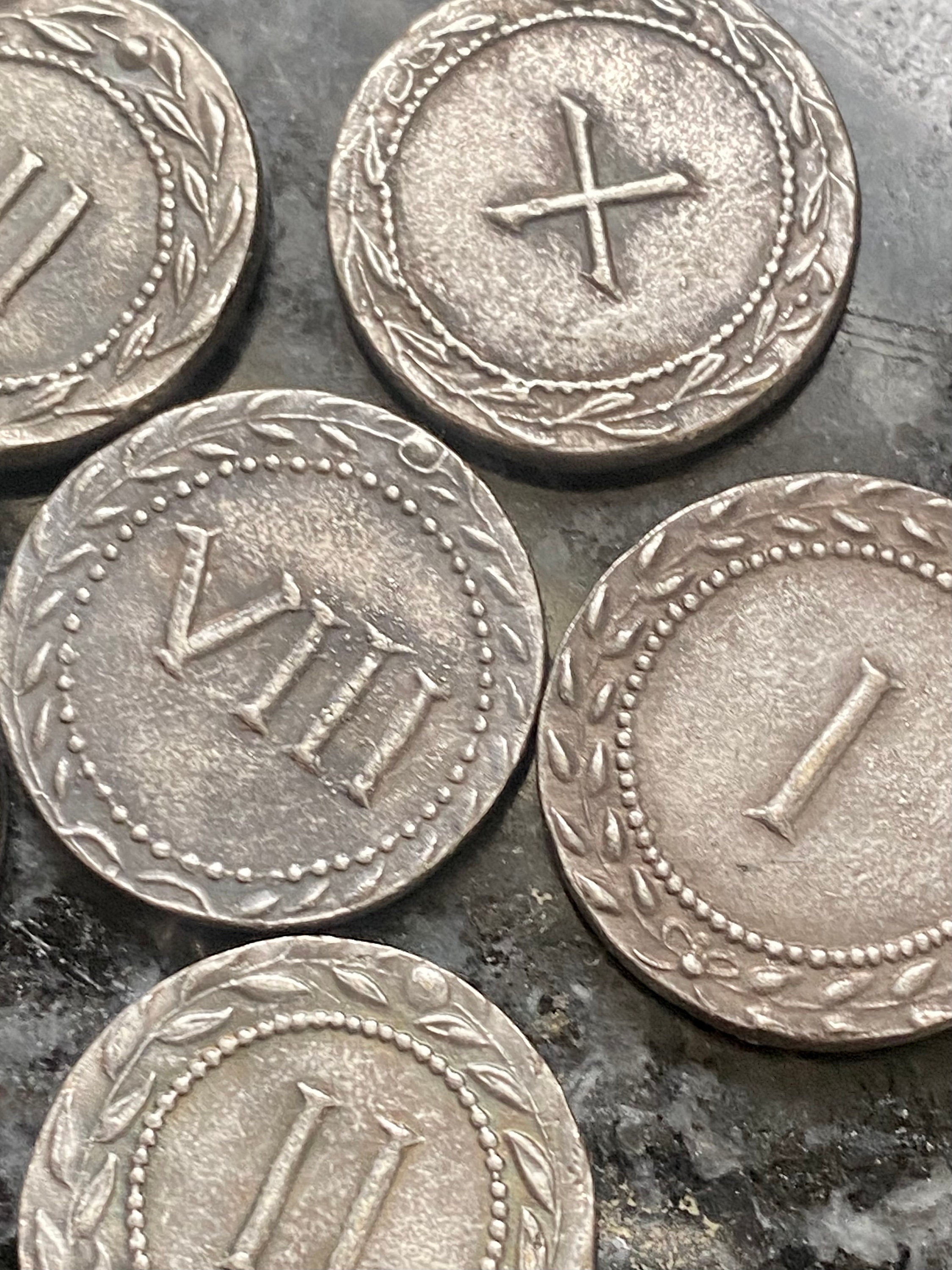 Lot of 6 Caligula Tokens Ancient Roman Empire Spintria Brothel Antique ...