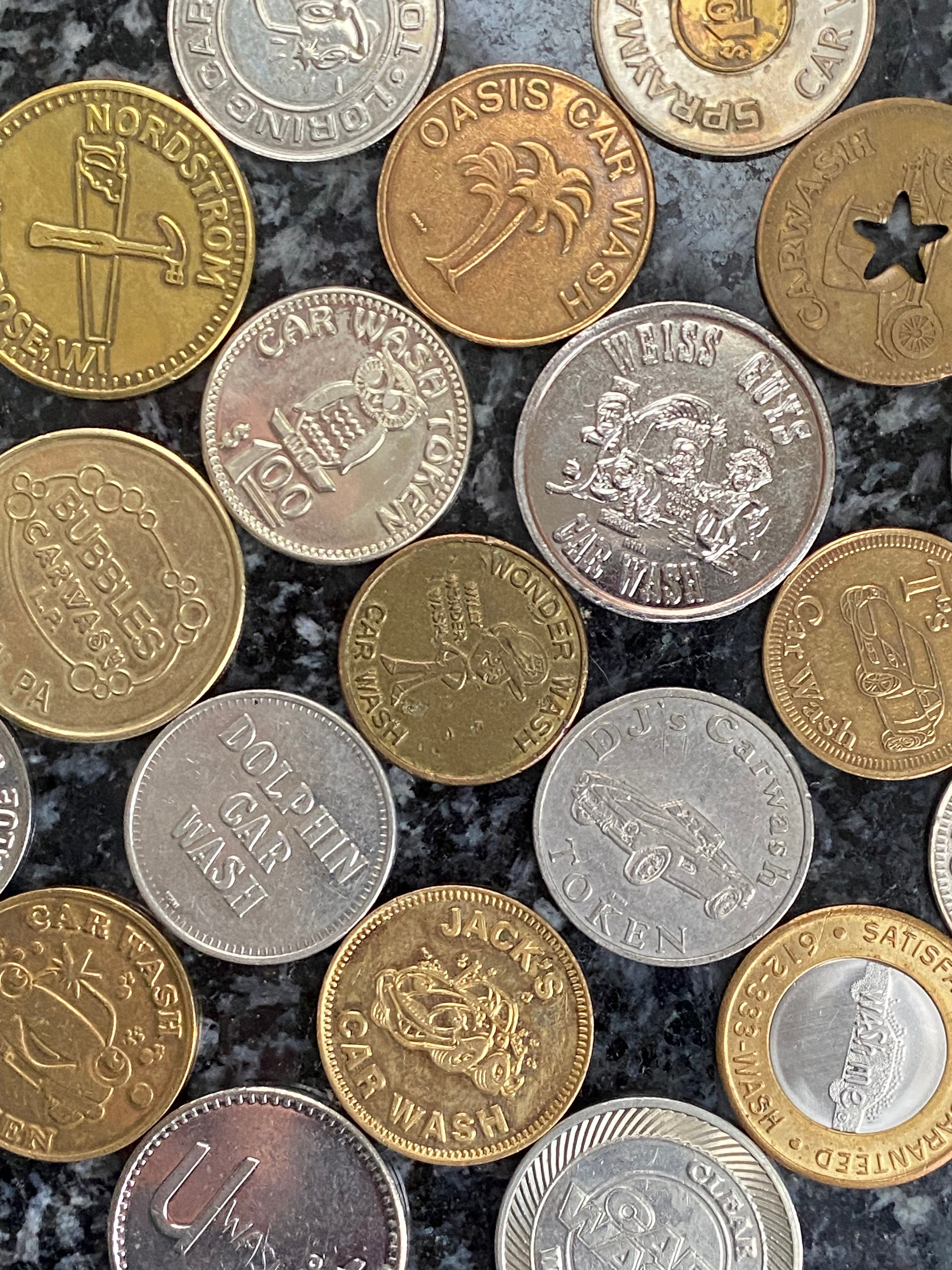 A Nice Collection of 25 Different Vintage Car Wash Tokens Exonumia Car ...