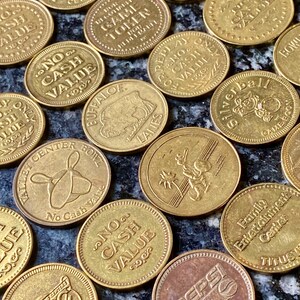 Collection of 30 Vintage Bowling Alley Arcade Game Amusement Tokens ...