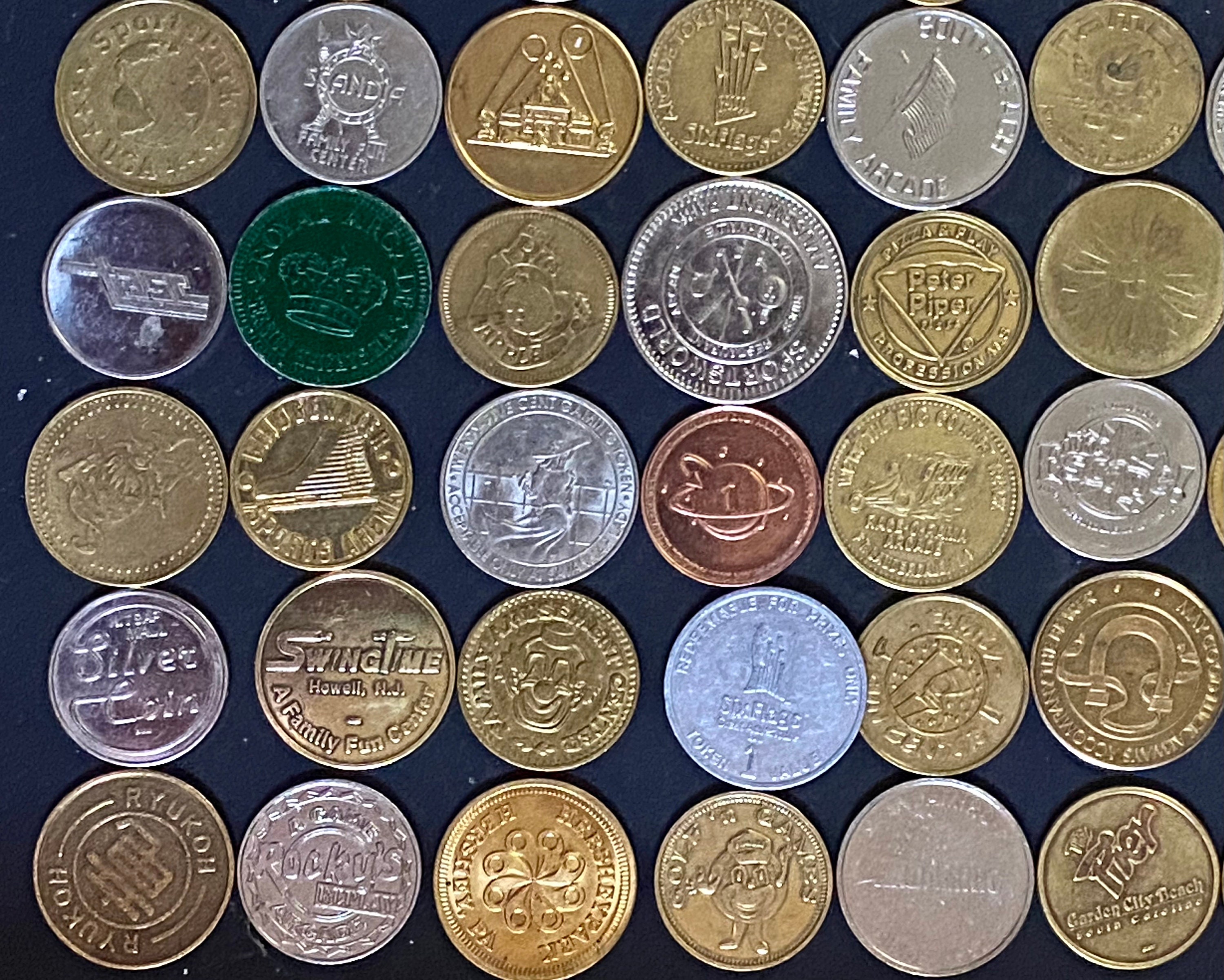 Collection of 102 Different Vintage Arcade Nostalgic Game Tokens From ...