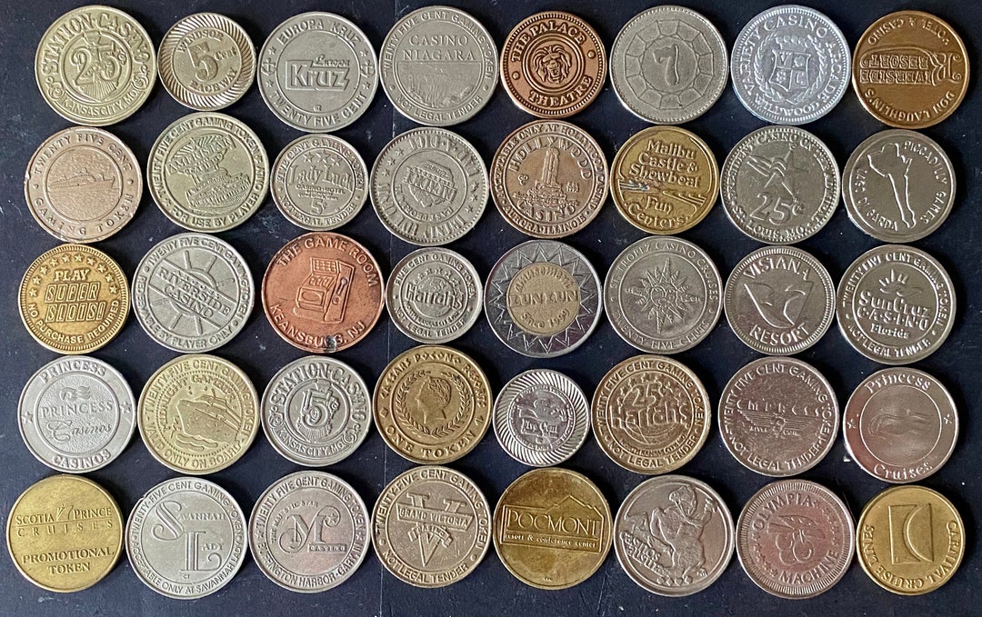A Collection of 40 Different Vintage Casino and Slot Machine Coins and ...