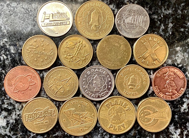 Out of This World Set of 16 Vintage Outer Space Arcade Tokens From 70s ...