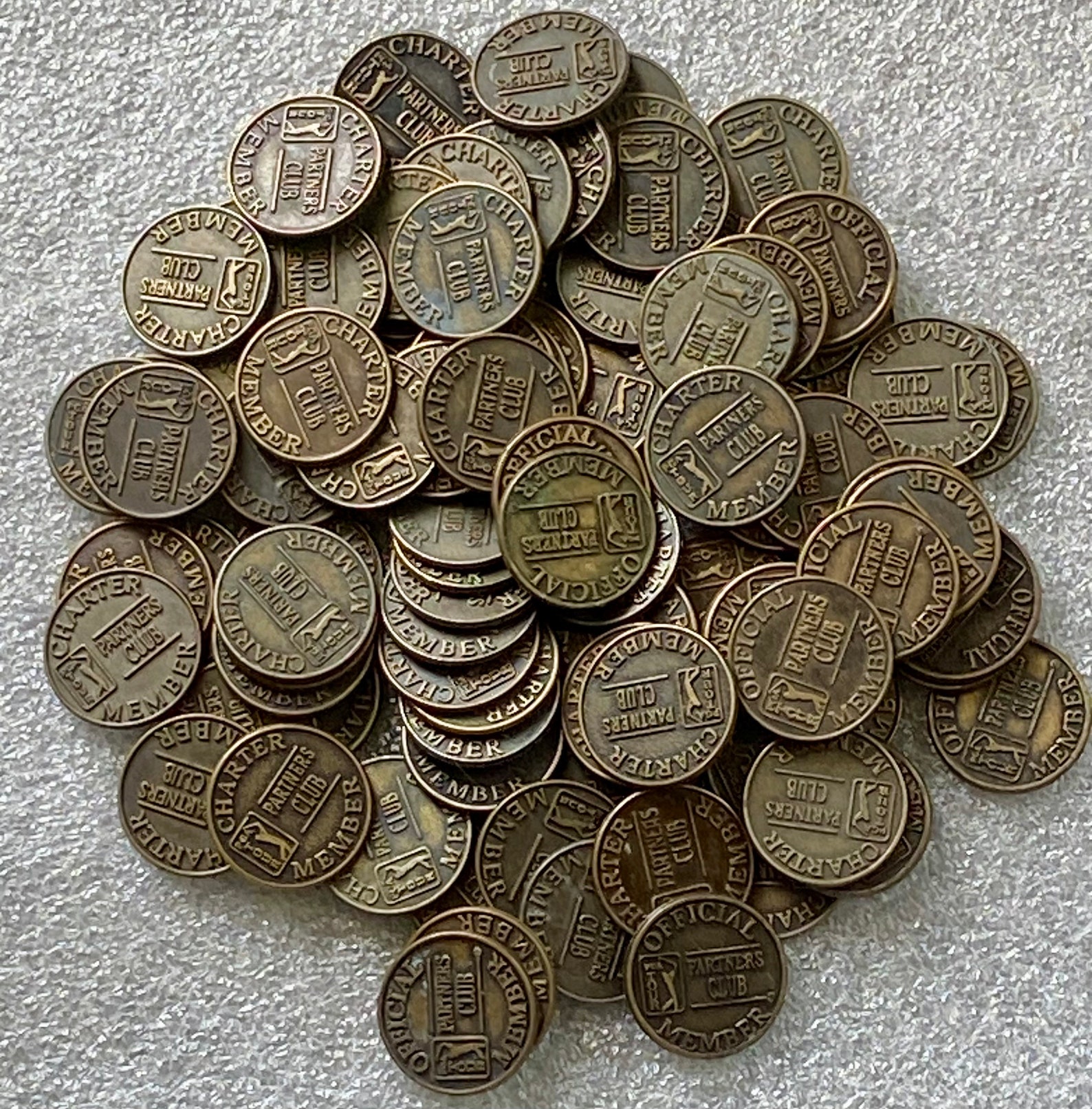 Lot of 50 PGA Tour Partners Golfing Tokens Golf Ball Markers Bronze ...