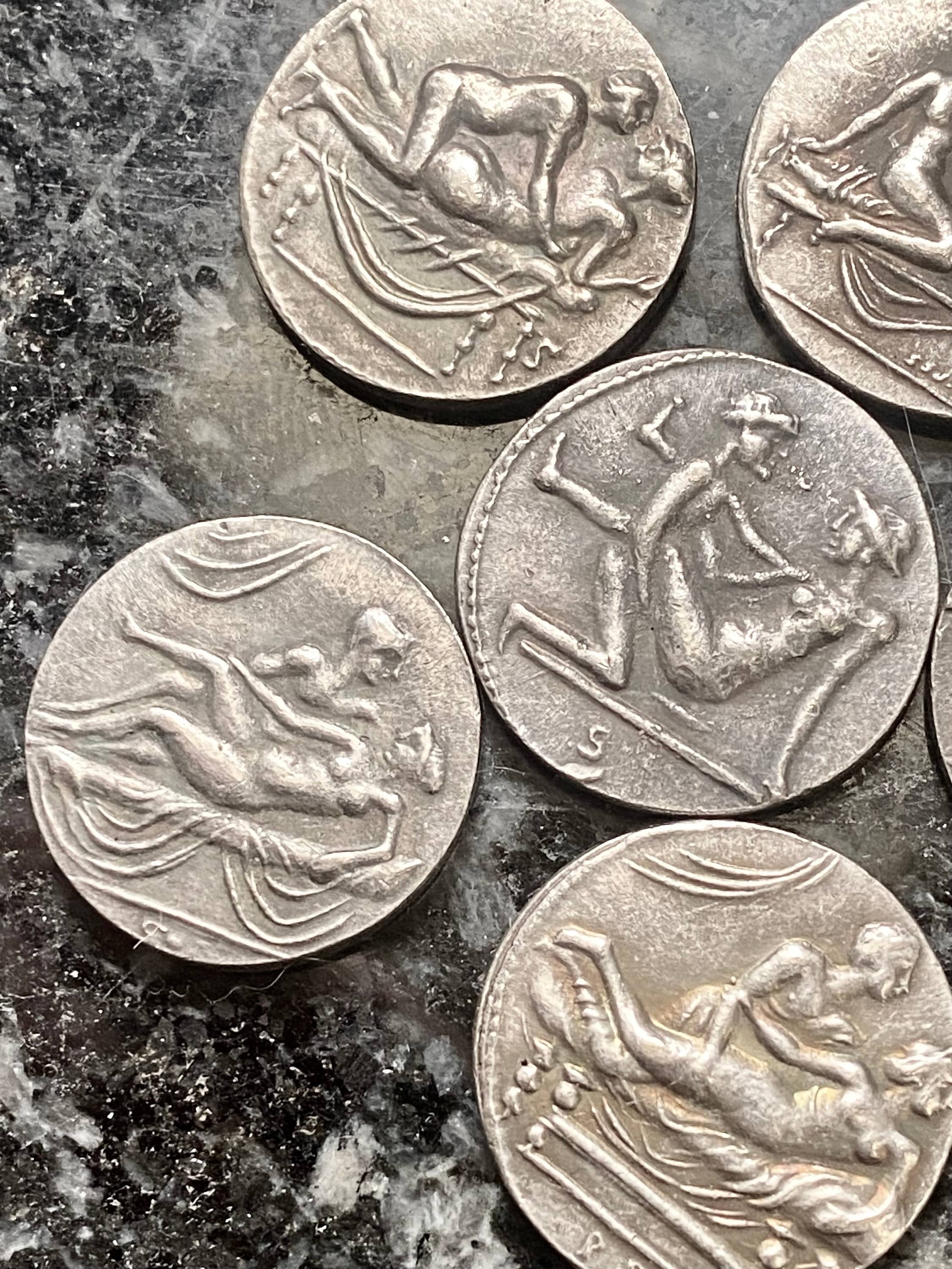 Lot of 6 Caligula Tokens Ancient Roman Empire Spintria Brothel Antique ...
