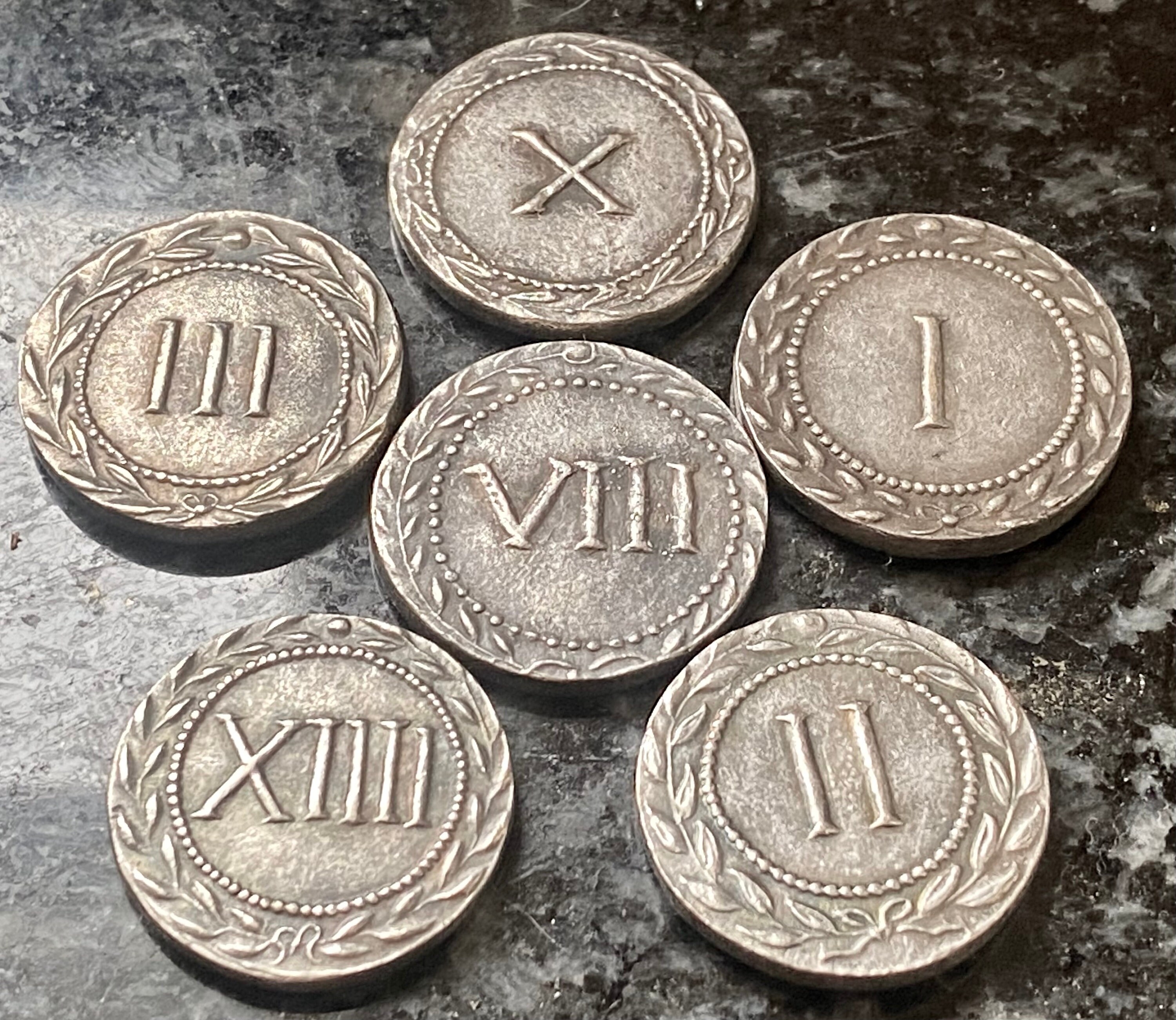 Lot of 6 Caligula Tokens Ancient Roman Empire Spintria Brothel Antique ...