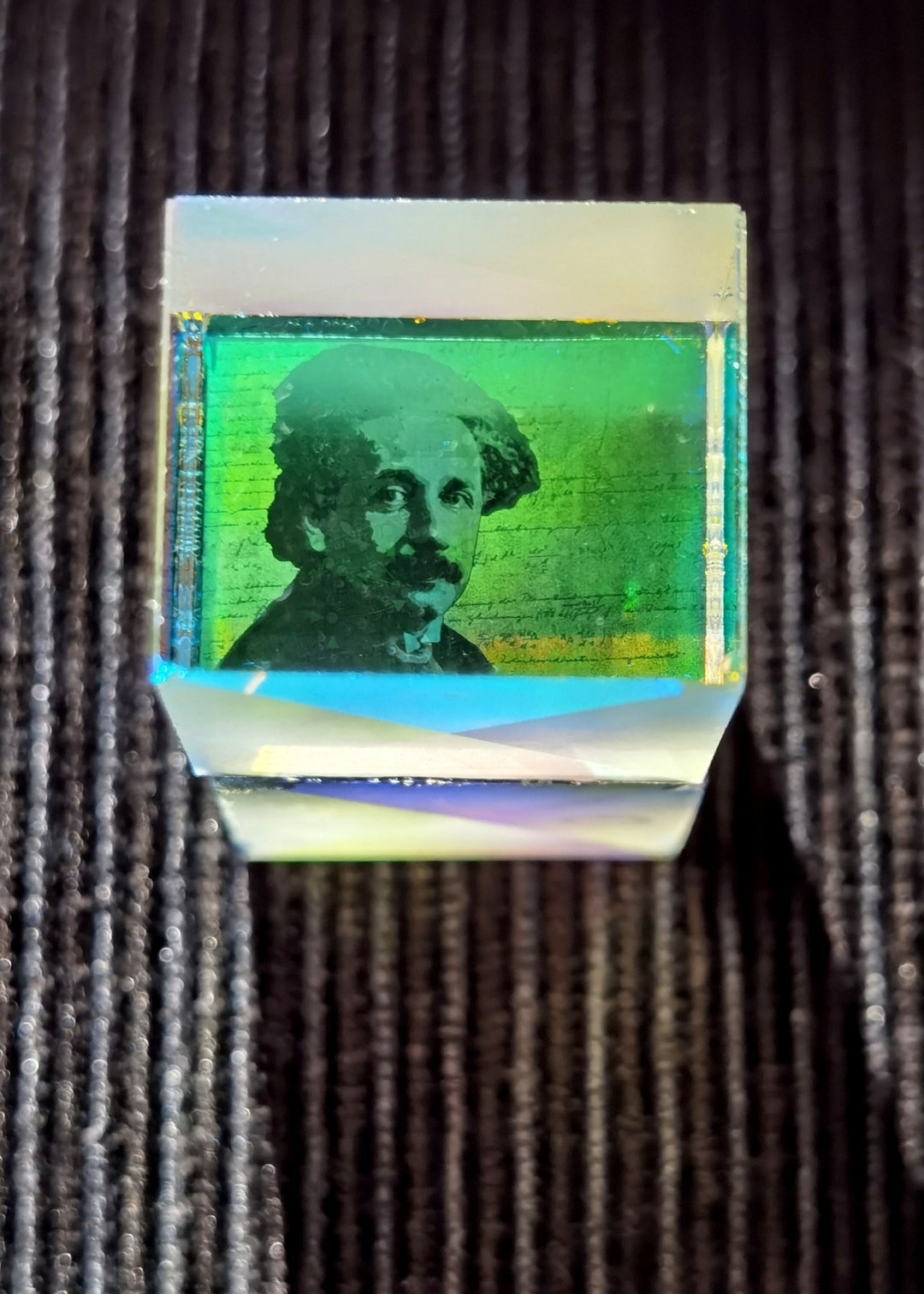 Albert Einstein /3d Hologram/ Glass Dichroic Cube Prism/ Physics ...