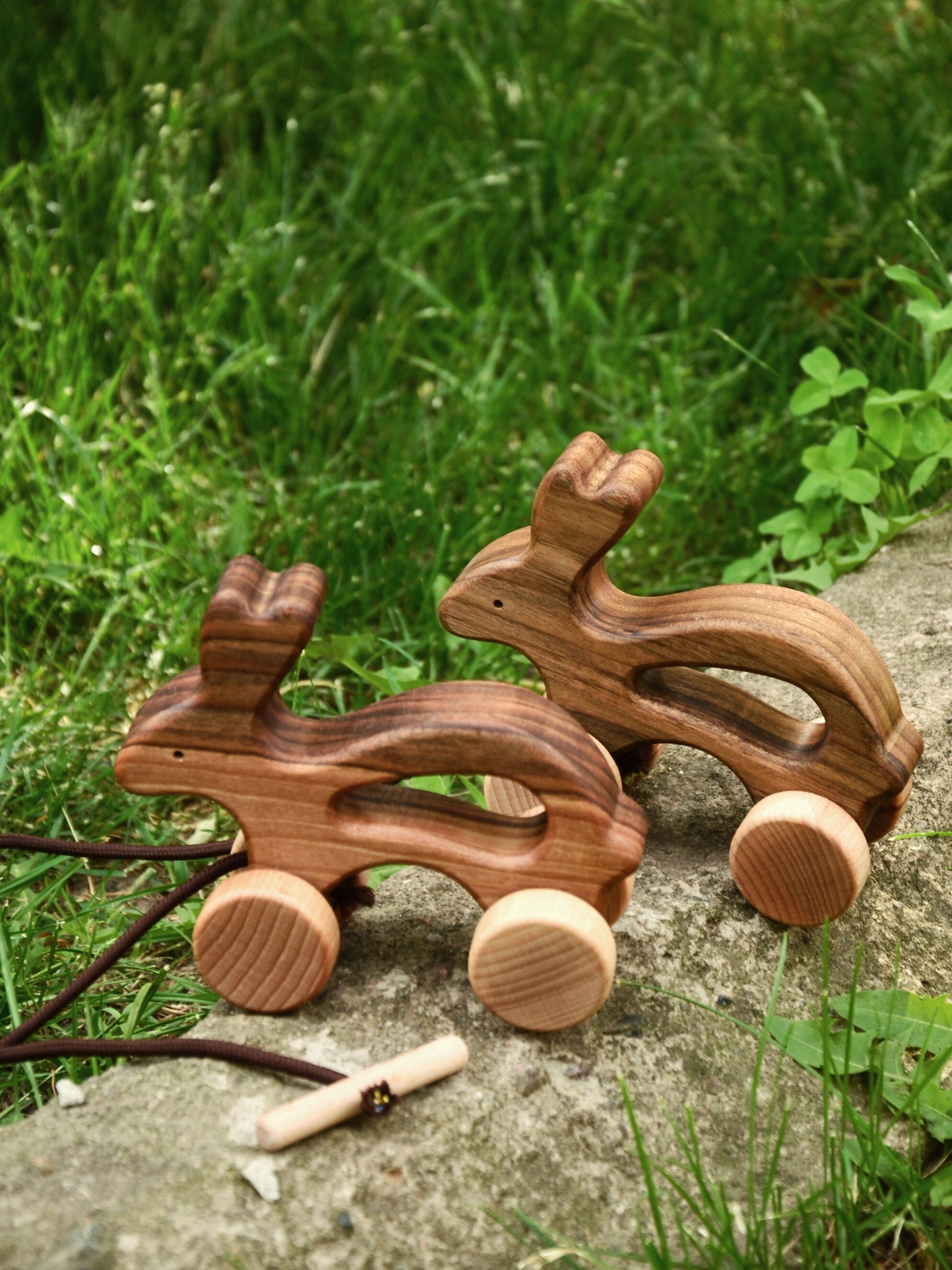 Wooden Bunny Pull & Push Toy, Educational Toddler Toy, Montessori ...