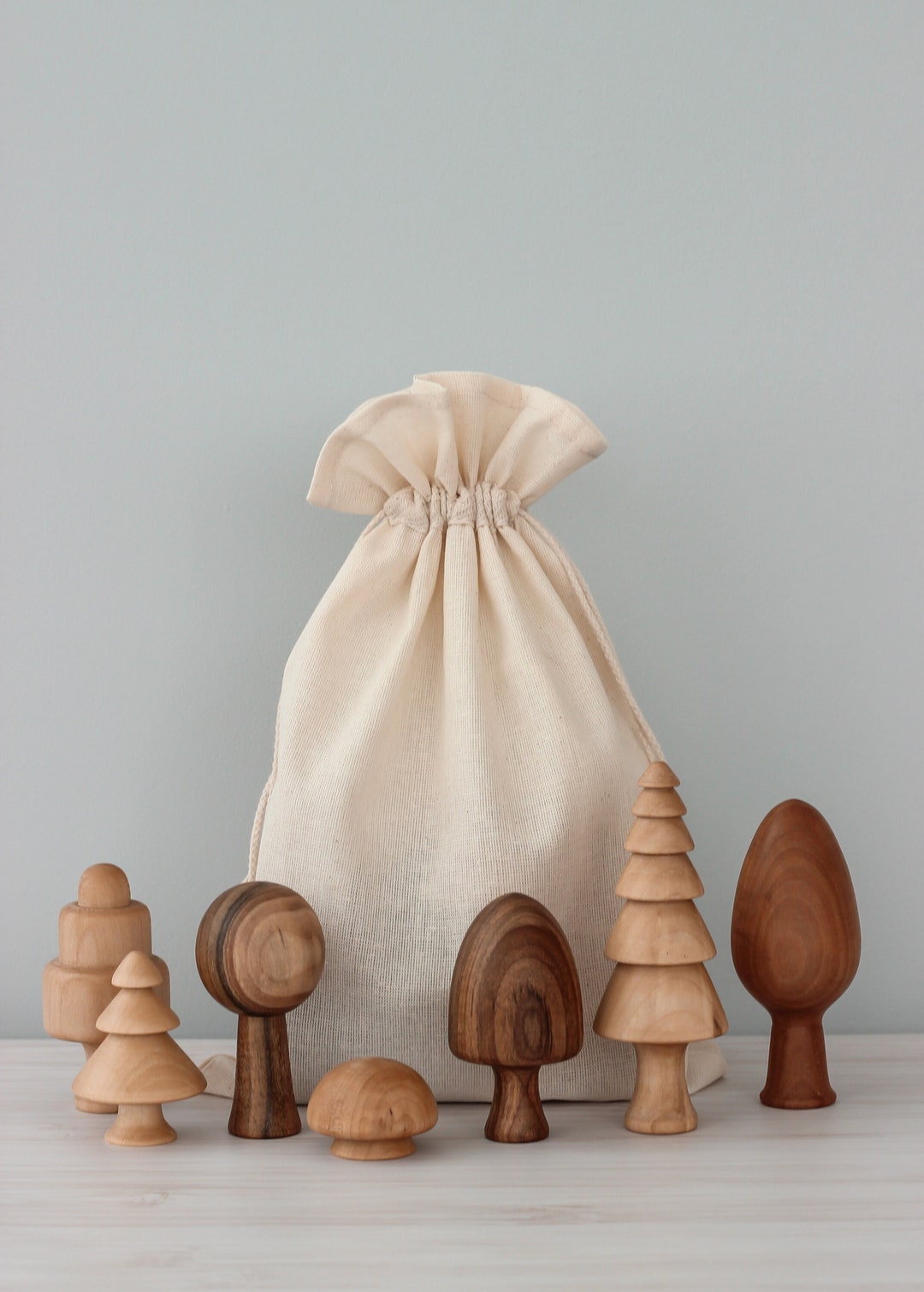 Set of 7 Wooden Trees Toy for 1 Year Old, Montessori Waldorf ...