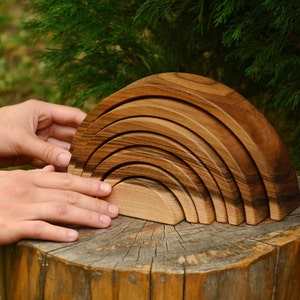 Wooden Rainbow Arch Stacker Montessori Toy: Educational Toy Pyramid for ...