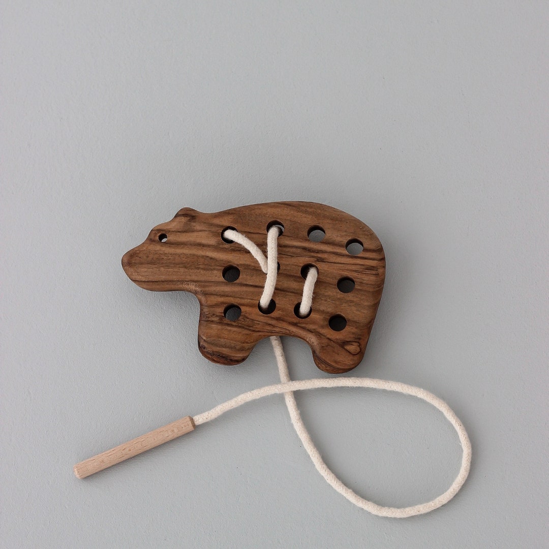 Lacing Montessori Toy Bear Leaf Threading Toy for Kids Educational ...