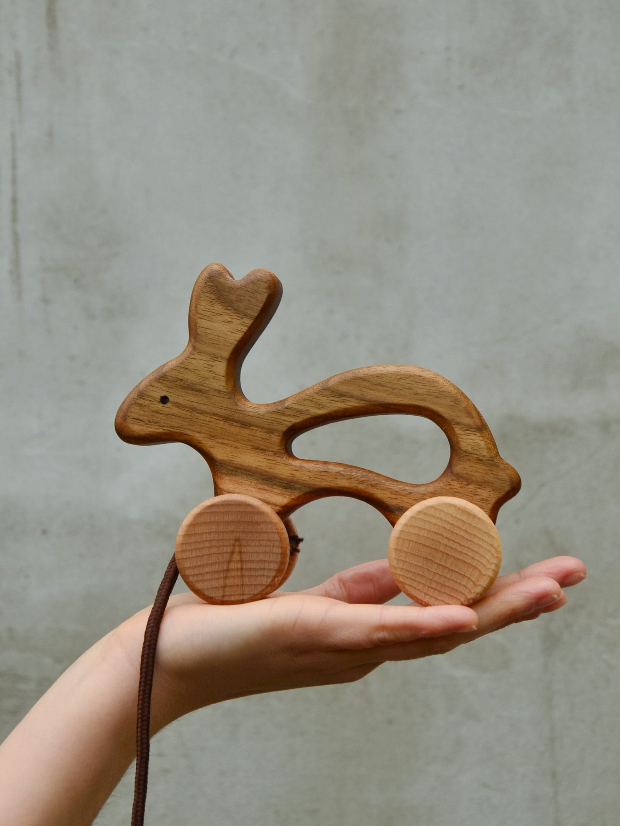 Wooden Bunny Pull & Push Toy, Educational Toddler Toy, Montessori ...