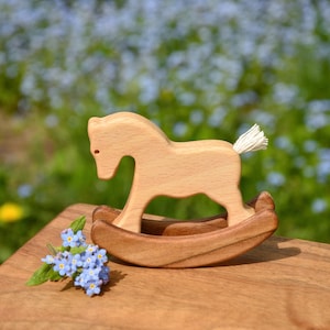 Miniature Classic Wooden Horse Toys for 1 Year Old, Handmade Animal Toy ...