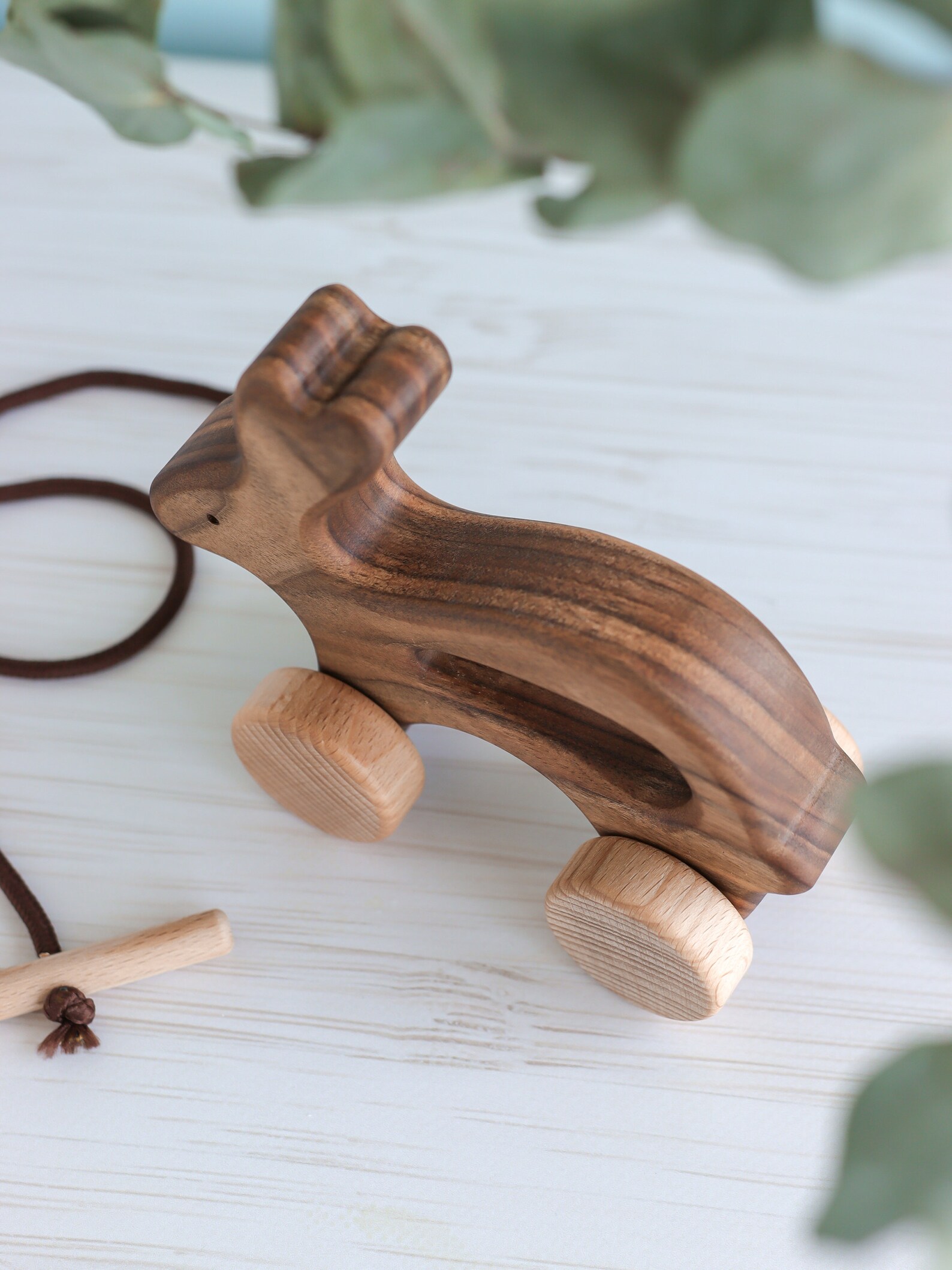 Wooden Bunny Pull & Push Toy: Educational Toddler Toy, Montessori ...