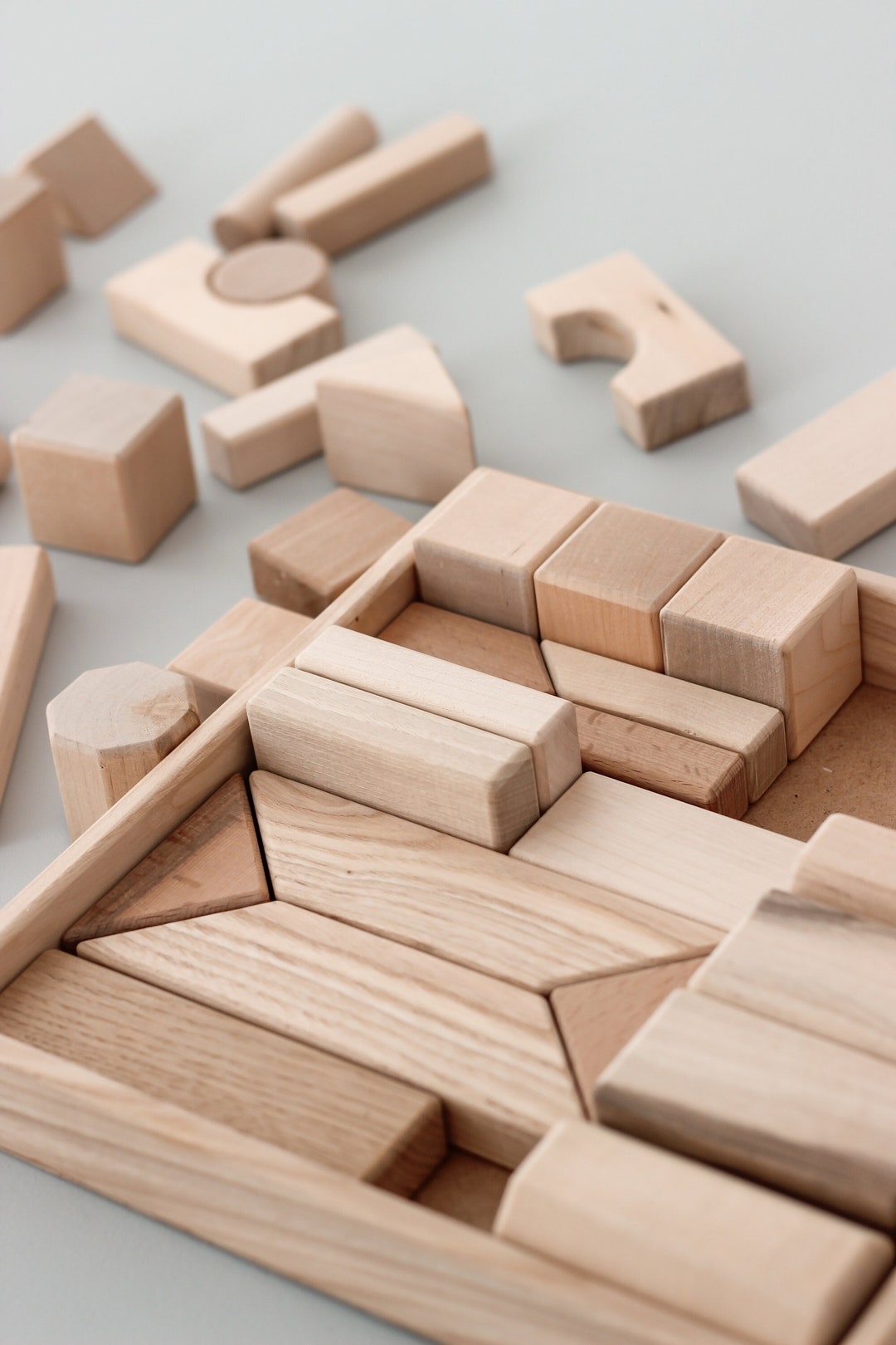 Wooden Building Blocks Box Set 39 Pcs., Baby Boy Gift, Preschool ...