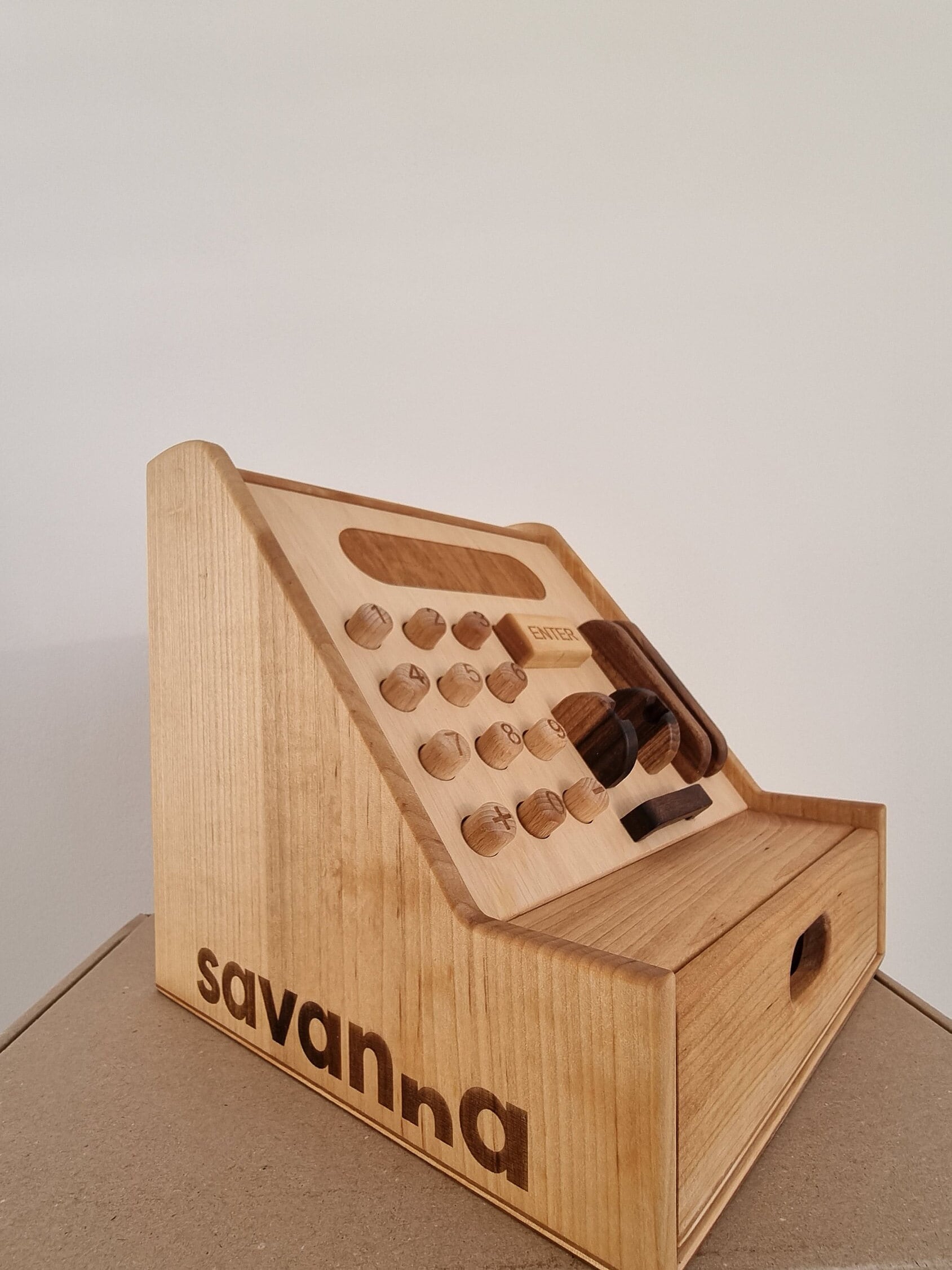 Wooden Cash Register for 2 3 Year Old - Vintage Pretend Play for Kids ...