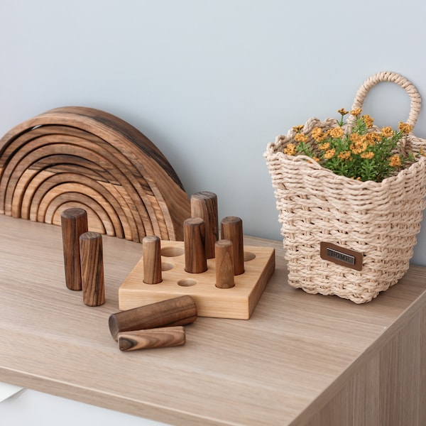 Peg Board Stacking Toy - Etsy