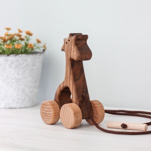 Handmade Wooden Baby Toys Animals on Wheels for Kids, Educational Pull ...
