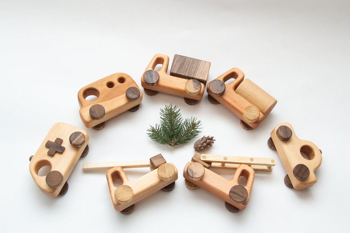 Set of 7 Cars Wooden Little car toy Montessori Toys for | Etsy