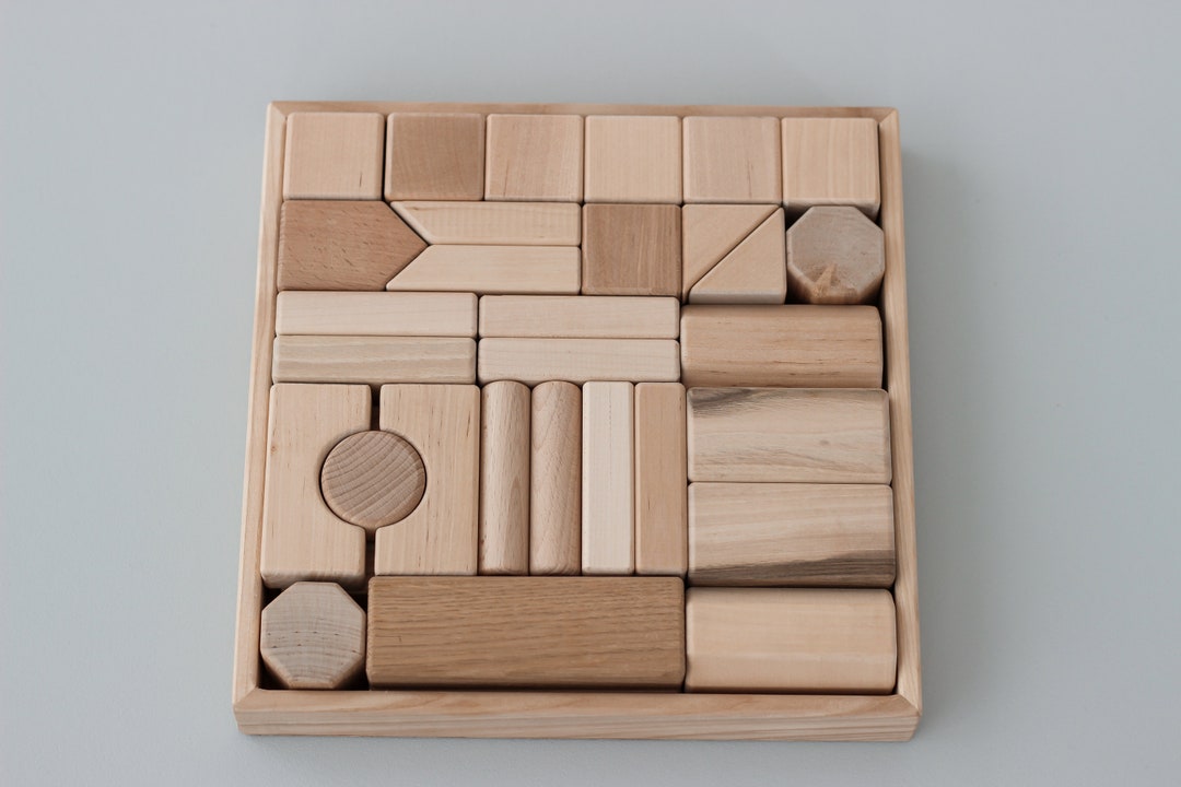 Wooden Building Blocks Set for Toddler, Educational Waldorf Toys ...