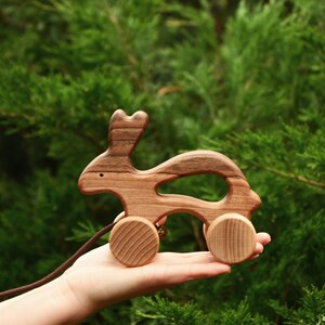 Wooden Bunny Pull & Push Vintage Toy: Baby Girl Gift, Montessori ...