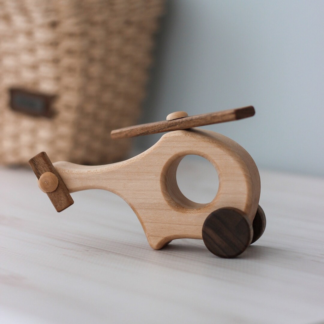 Wooden Helicopter Pull Push Sensory Toys for 1 Year Old Unique Baby ...