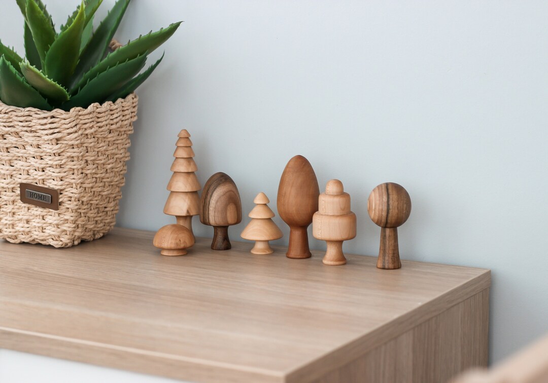 Forest Set of 7 Wooden Trees : Baby Girl Gift, Montessori Educational ...