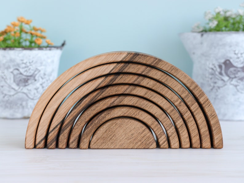 Wooden Rainbow Arch Stacker Montessori Toy: Educational Toy Pyramid for ...