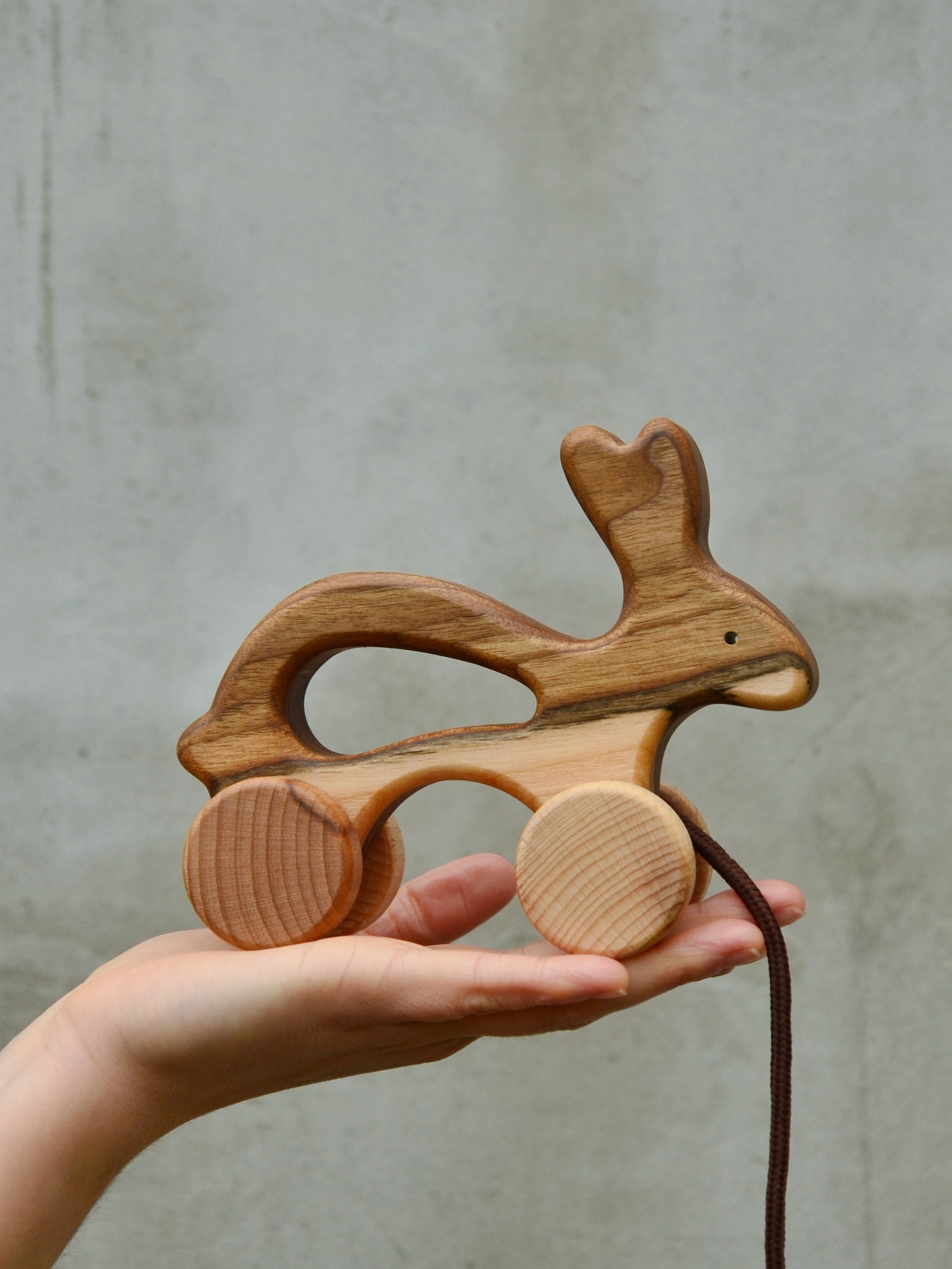 Wooden Bunny Pull & Push Toy, Educational Toddler Toy, Montessori ...