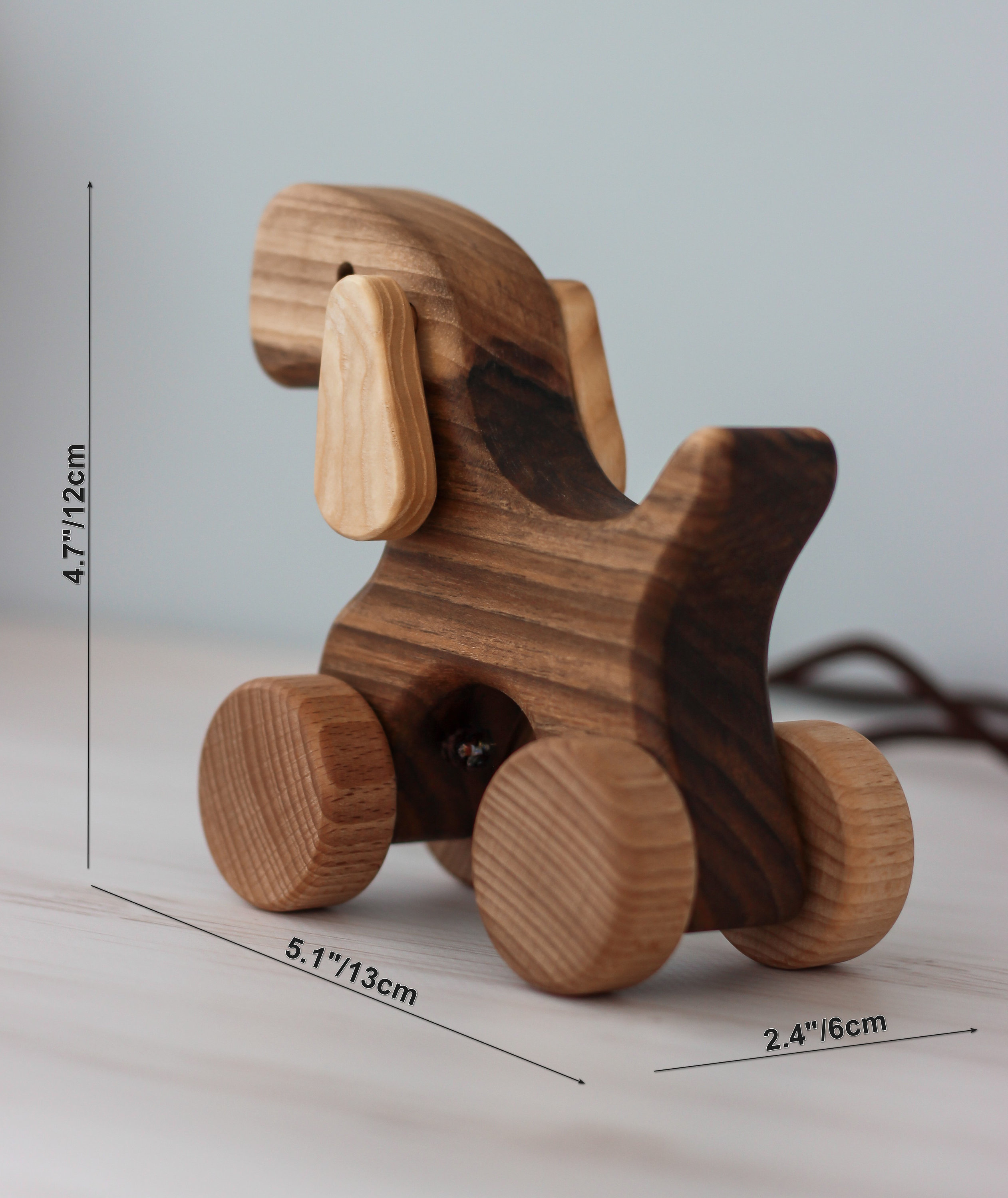 Handmade Wooden Baby Toys Animals on Wheels for Kids, Educational Pull ...