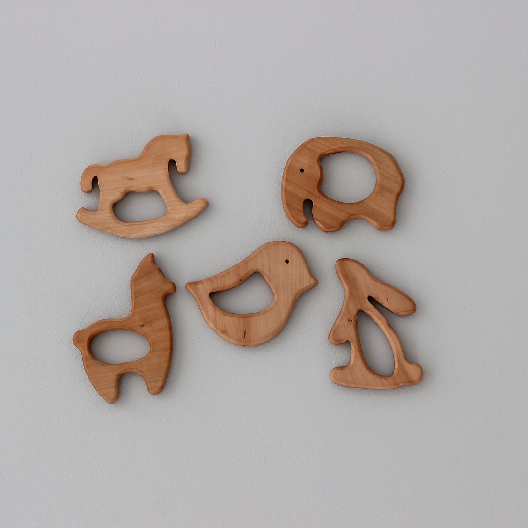 Wooden Animal-shaped Teether for Newborn: New Mom Gift, New Baby or ...